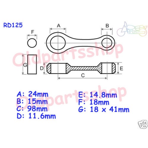 Yamaha LS2 TA125 YAS1 AS2 YAS3 RD125DX RD125 Connecting Rod Assy x2 183-11651-00 Bearing Rod Pin ...